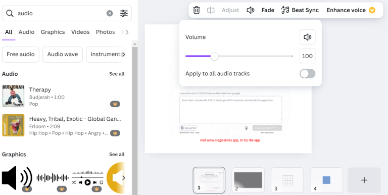 How to Add Sound Effect to Slide Canva - MagicSlides App