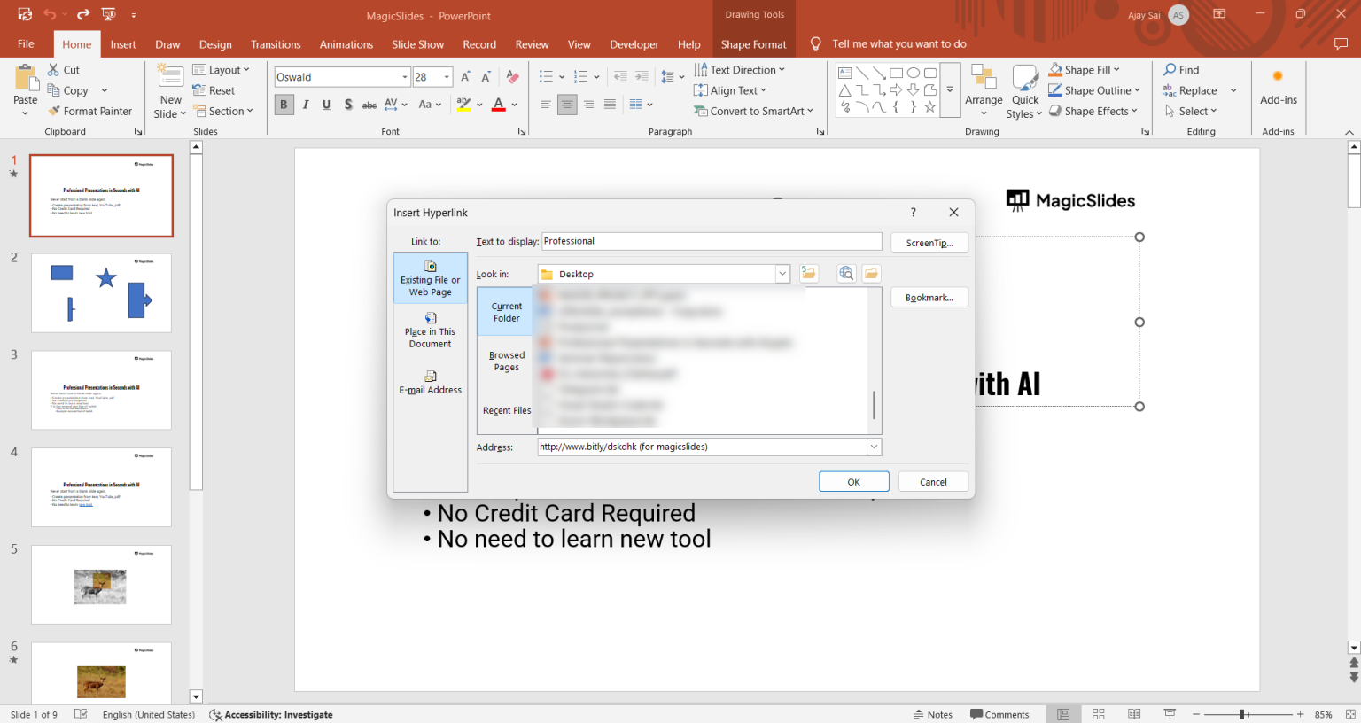 How to create a Small Link Microsoft PowerPoint - MagicSlides App