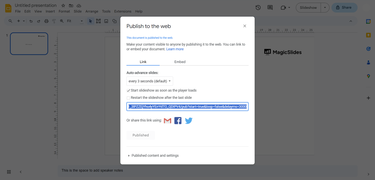 How to time google slides for 20 seconds - MagicSlides App