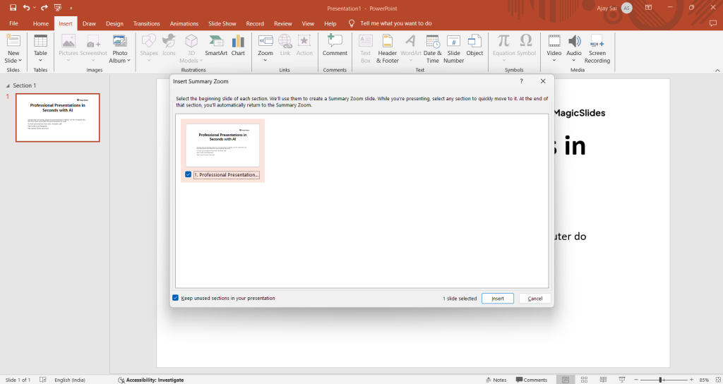 How to add a summary section in Powerpoint - MagicSlides App