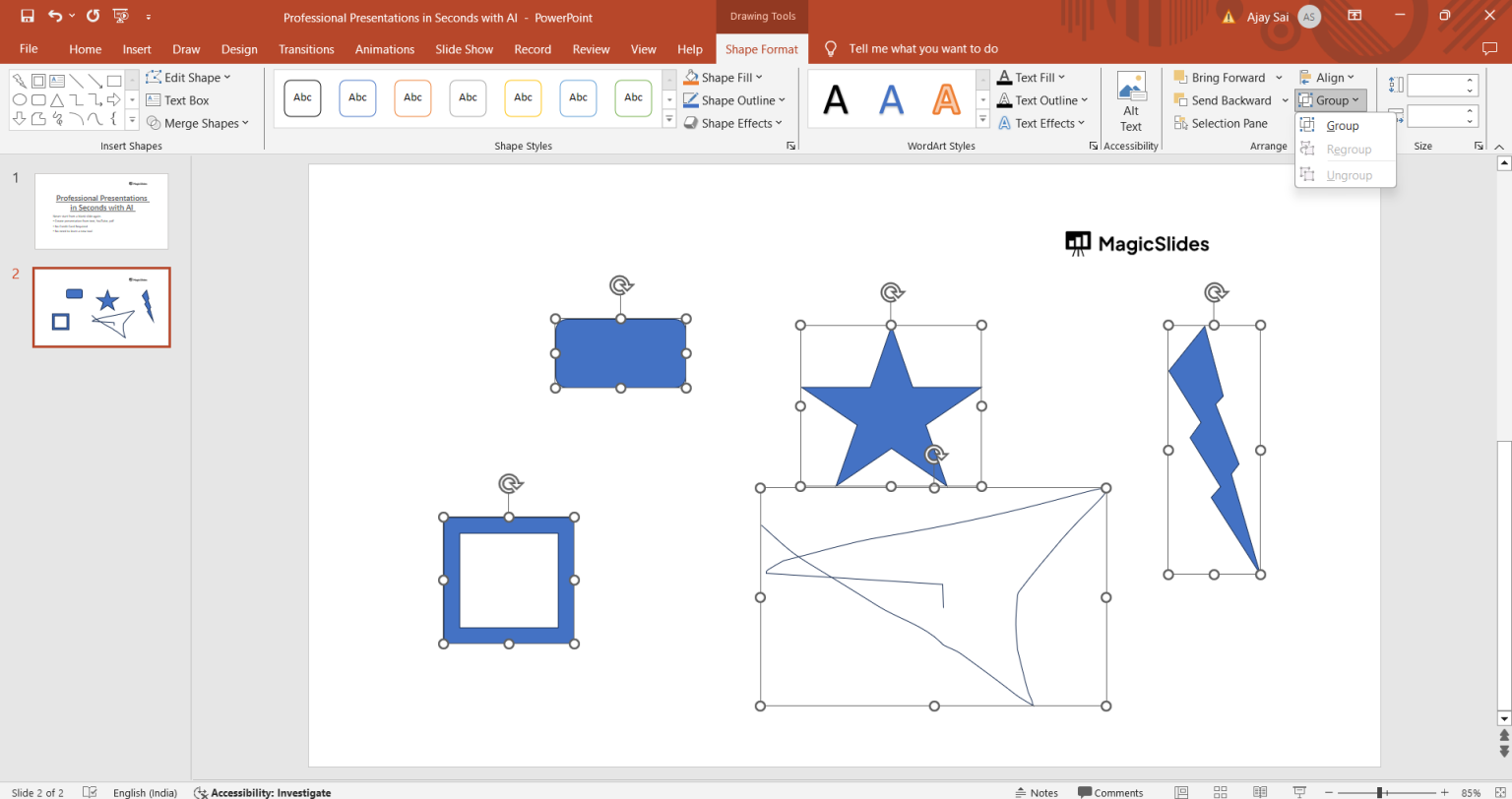 How to group shapes in PowerPoint - MagicSlides App