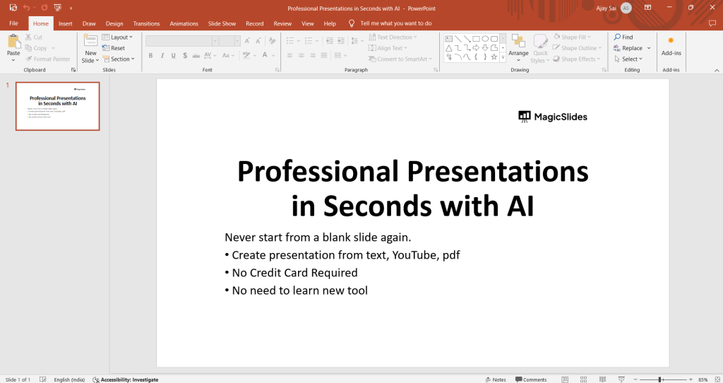 How to save PowerPoint template - MagicSlides App