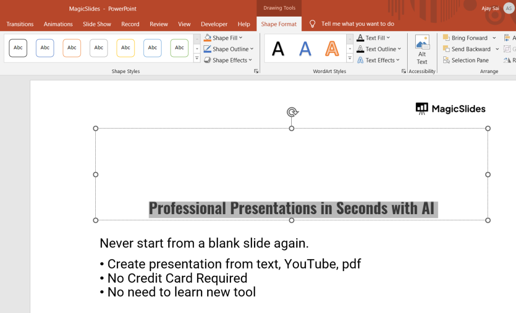 Option to change Shadow Text and Box Colour in PPT - MagicSlides App
