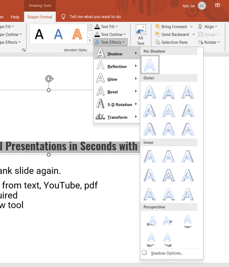 Option to change Shadow Text and Box Colour in PPT - MagicSlides App