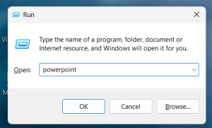 What we have to type in the run dialog box to open PowerPoint ...